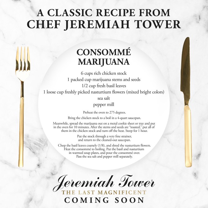 JEREMIAH TOWER OFFERS TWO RECIPES